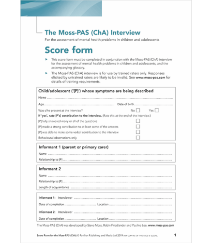 Moss-PAS (ChA) Interview Score Form - Pavilion Publishing